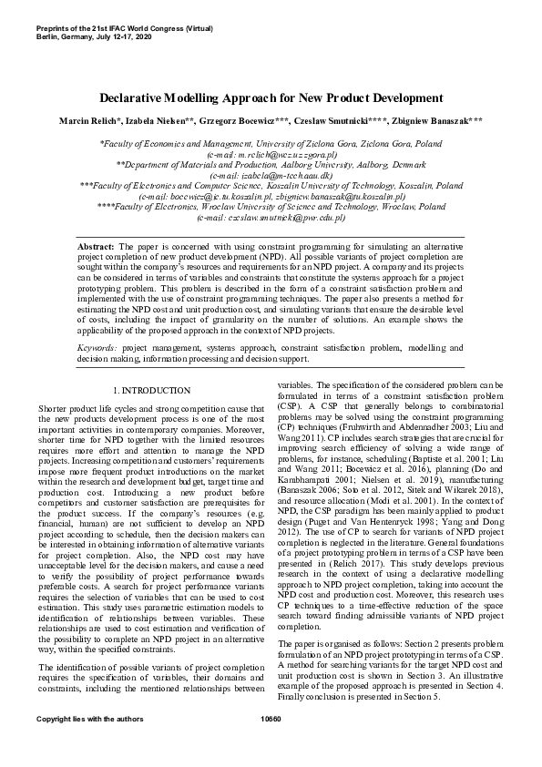 (PDF) Declarative Modelling Approach for New Product Development ... (PDF) Declarative Modelling Approach for New Product Development ...