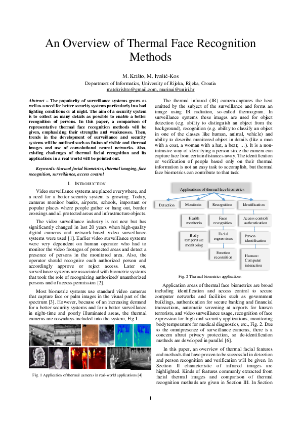 (PDF) An overview of thermal face recognition methods