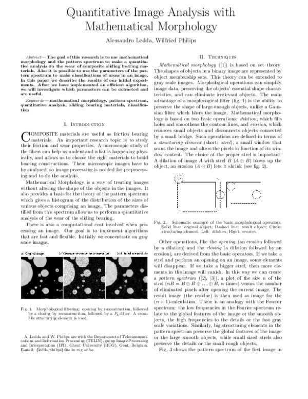 (PDF) Quantitative Image Analysis with Mathematical Morphology