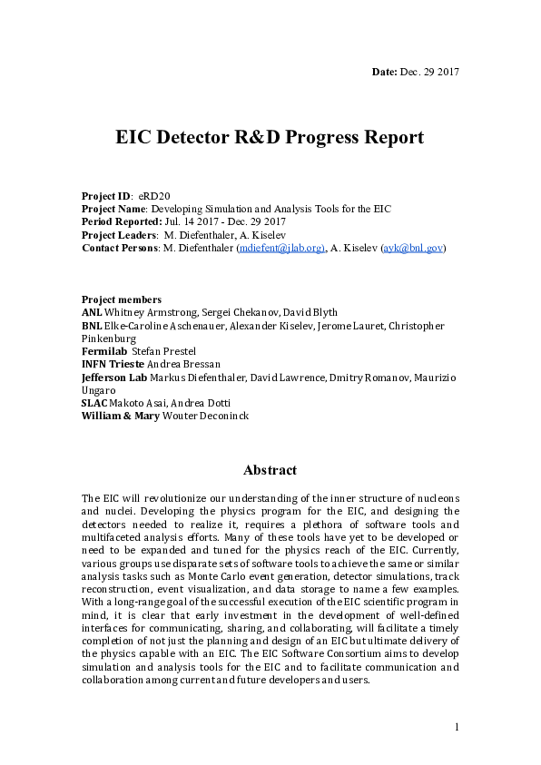 (PDF) EIC Detector R&D Progress Report