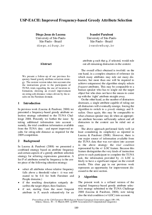 Pdf Usp Each Improved Frequency Based Greedy Attribute Selection