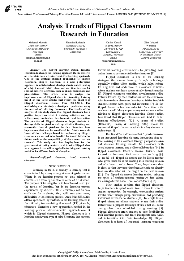 (PDF) Analysis Trends Of Flipped Classroom Research In Education