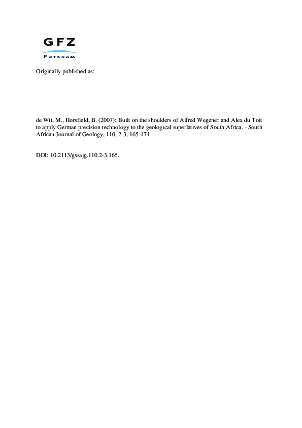 (PDF) Built on the shoulders of Alfred Wegener and Alex du Toit to ...