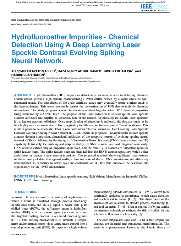 (PDF) Hydrofluoroether Impurities—Chemical Detection Using a Deep ...