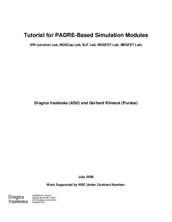 (PDF) Tutorial for PADRE-Based Simulation Modules