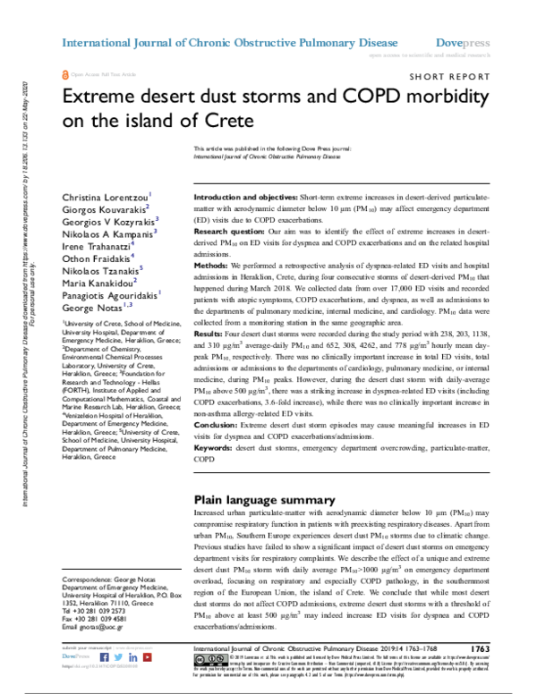 (PDF) Extreme desert dust storms and COPD morbidity on the island of Crete