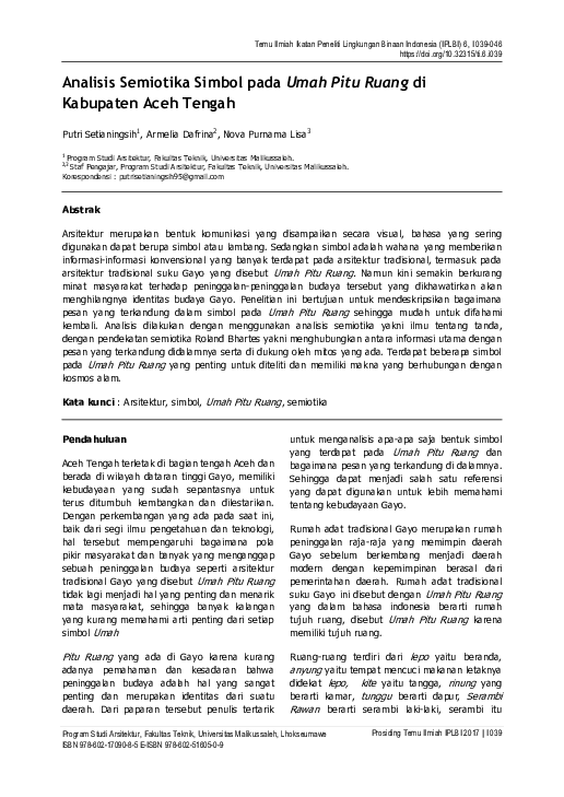 (PDF) Analisis Semiotika Simbol pada Umah Pitu Ruang di Kabupaten Aceh ...