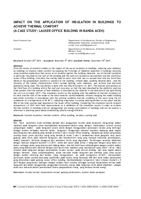 (PDF) Impact on the Application of Insulation in Buildings to Achieve ...