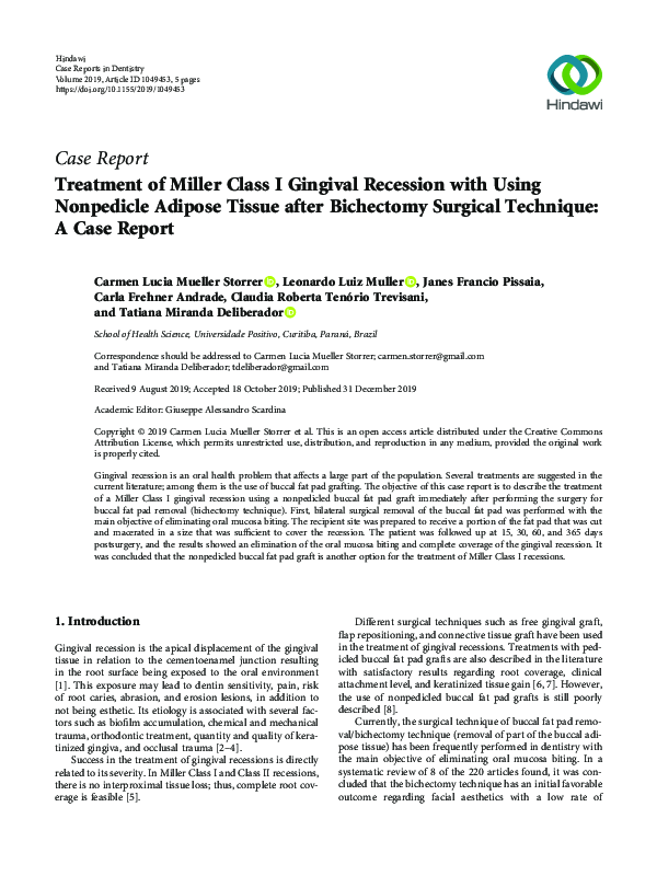 (PDF) Treatment of Miller Class I Gingival Recession with Using ...