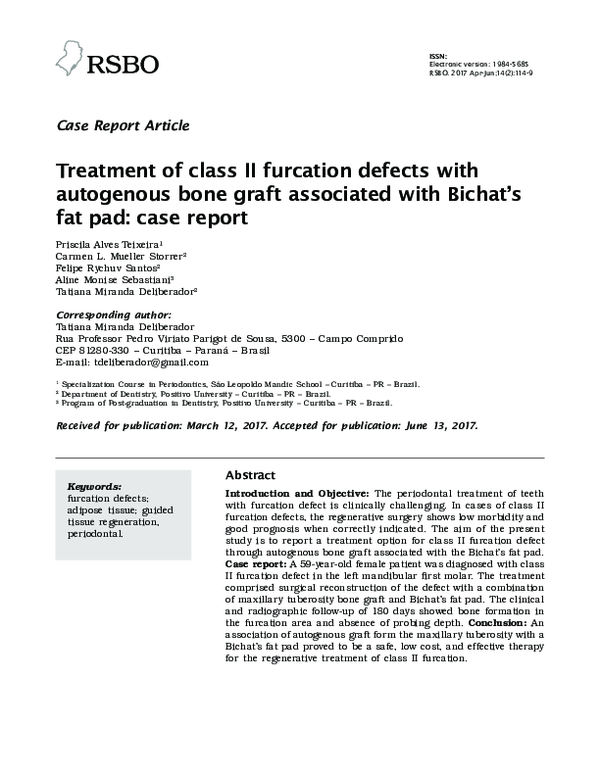 (PDF) Treatment of class II furcation defects with autogenous bone ...