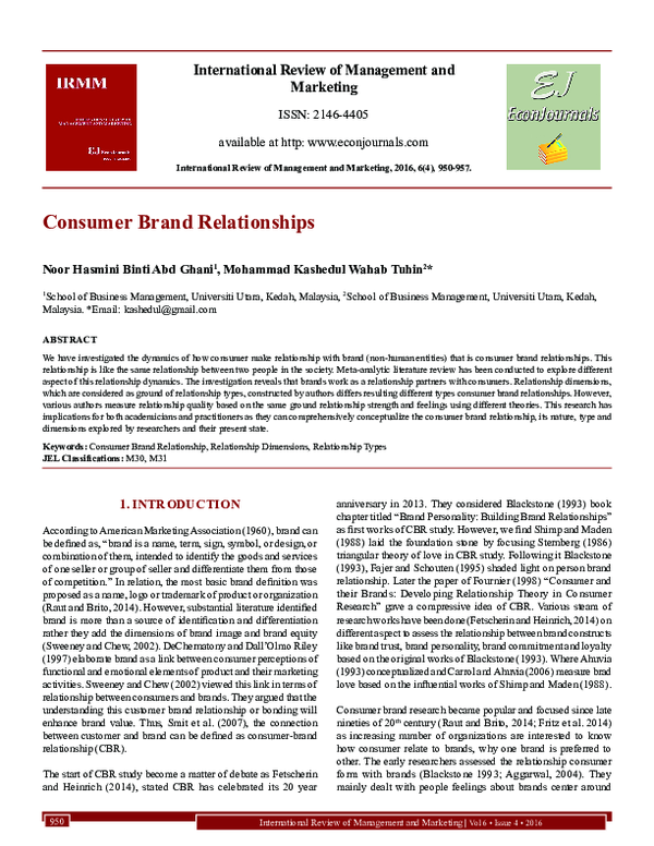 (PDF) Consumer Brand Relationships