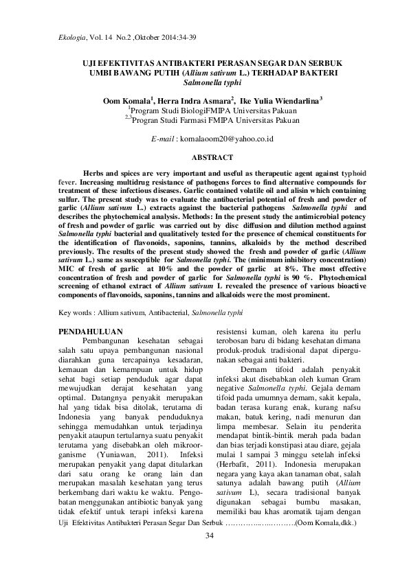 (PDF) UJI EFEKTIVITAS ANTIBAKTERI PERASAN SEGAR DAN SERBUK UMBI BAWANG ...