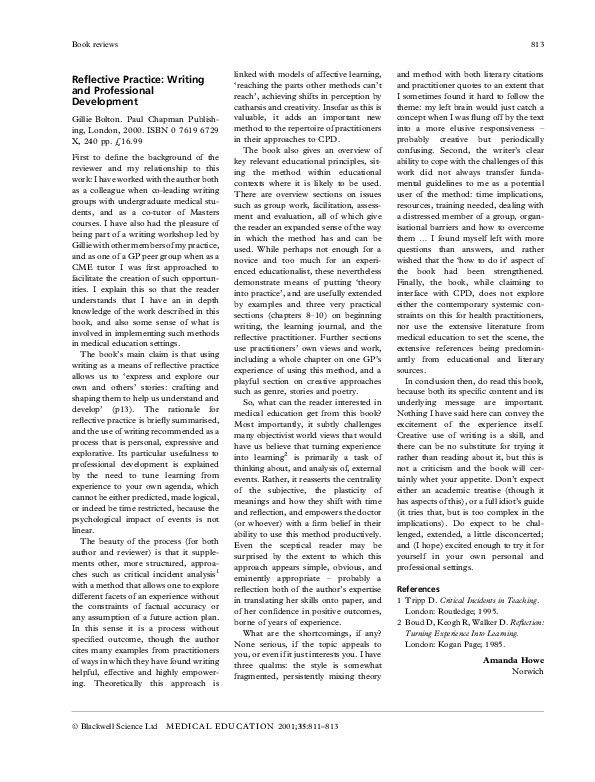 (PDF) Reflective practice: Writing and professional development