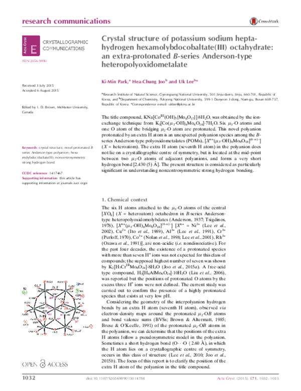(PDF) Crystal structure of potassium sodium hepta-hydrogen hexa ...