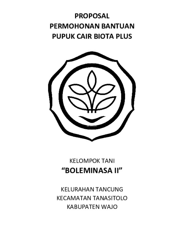(PDF) PROPOSAL PERMOHONAN BANTUAN PUPUK CAIR BIOTA PLUS