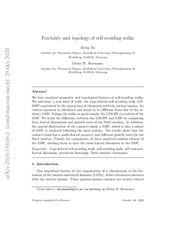 (PDF) Fractality and Topology of Self-Avoiding Walks