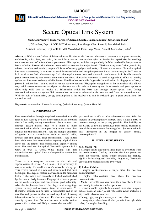 (PDF) Secure Optical Link System