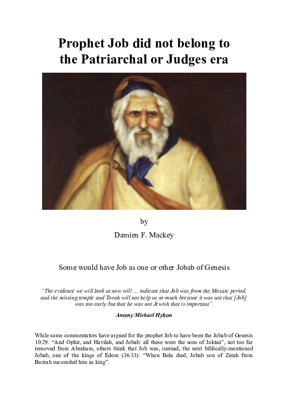 (DOC) Prophet Job did not belong to the Patriarchal or Judges era