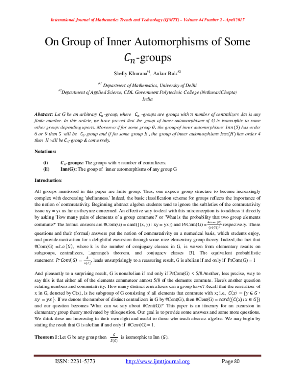 (PDF) On Group of Inner Automorphisms of Some Cn-group | Shelly Khurana ...