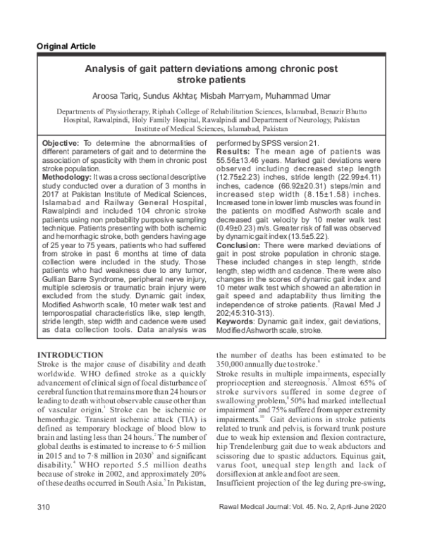 (PDF) Analysis of gait pattern deviations among chronic post stroke ...