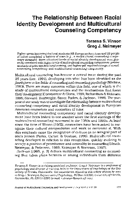 (PDF) The Relationship between Racial Identity Development and ... (PDF) The Relationship between Racial Identity Development and ...