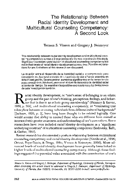 (PDF) The Relationship Between Racial Identity Development and ...