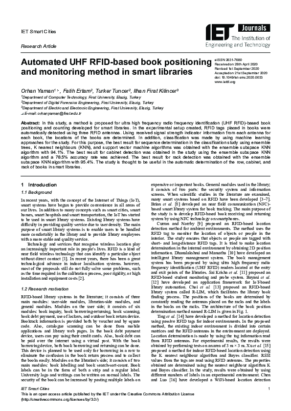 (PDF) Automated UHF RFID-based book positioning and monitoring method ...