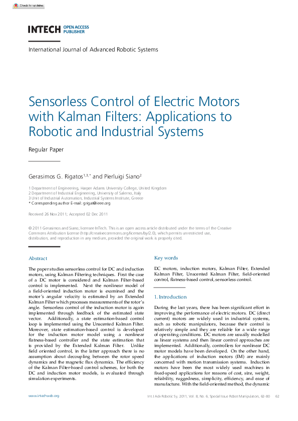 (PDF) Sensorless control of electric motors with Kalman Filters ...