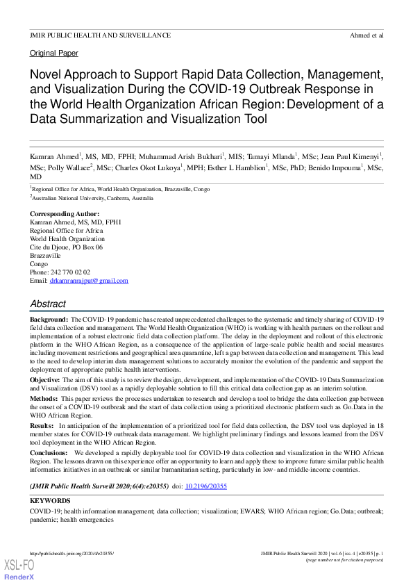 (PDF) Novel Approach to Support Rapid Data Collection, Management, and ...