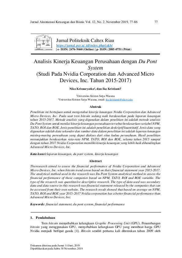 (PDF) Analisis Kinerja Keuangan Perusahaan dengan Du Pont System