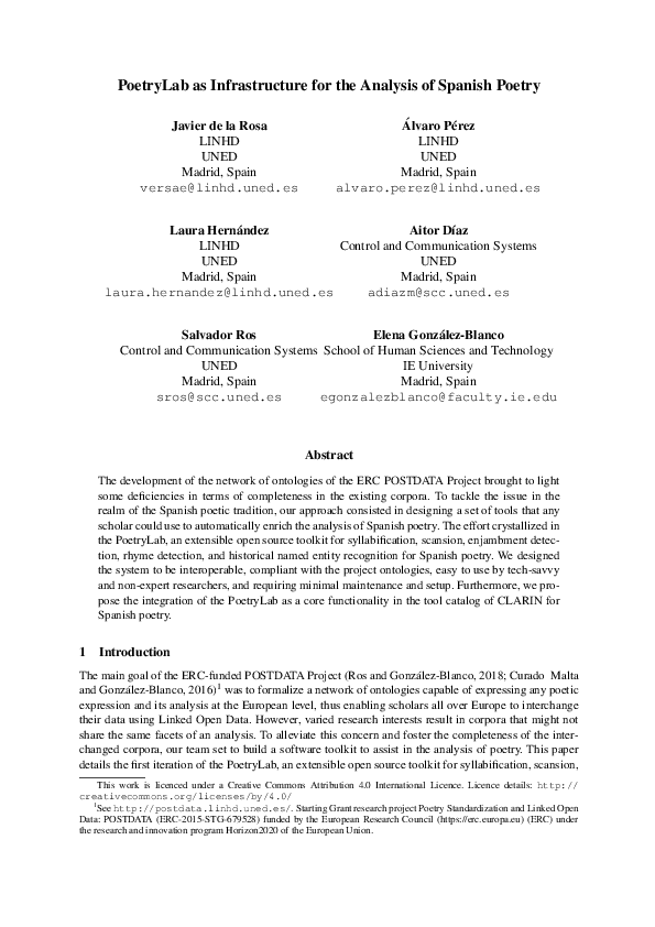 (PDF) PoetryLab as Infrastructure for the Analysis of Spanish Poetry