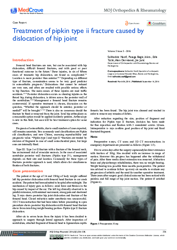 (PDF) Treatment of Pipkin Type II Fracture Caused by Dislocation of Hip ...