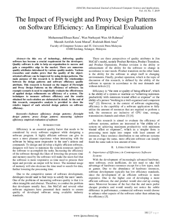 (PDF) The Impact of Flyweight and Proxy Design Patterns on Software Efficiency: An Empirical ...
