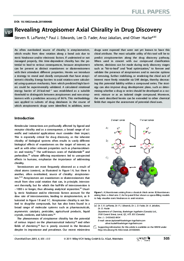 (PDF) Revealing Atropisomer Axial Chirality in Drug Discovery