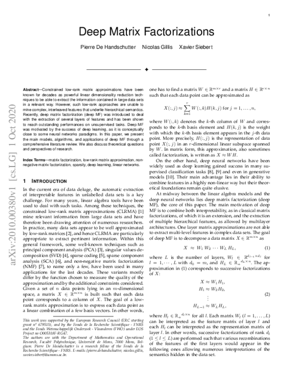 (PDF) Deep matrix factorizations