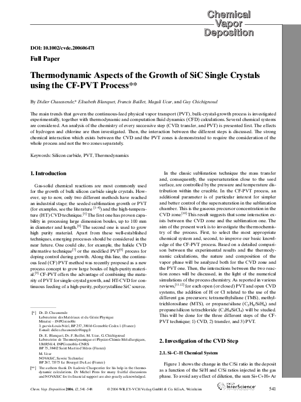 (PDF) Thermodynamic Aspects of the Growth of SiC Single Crystals using ...