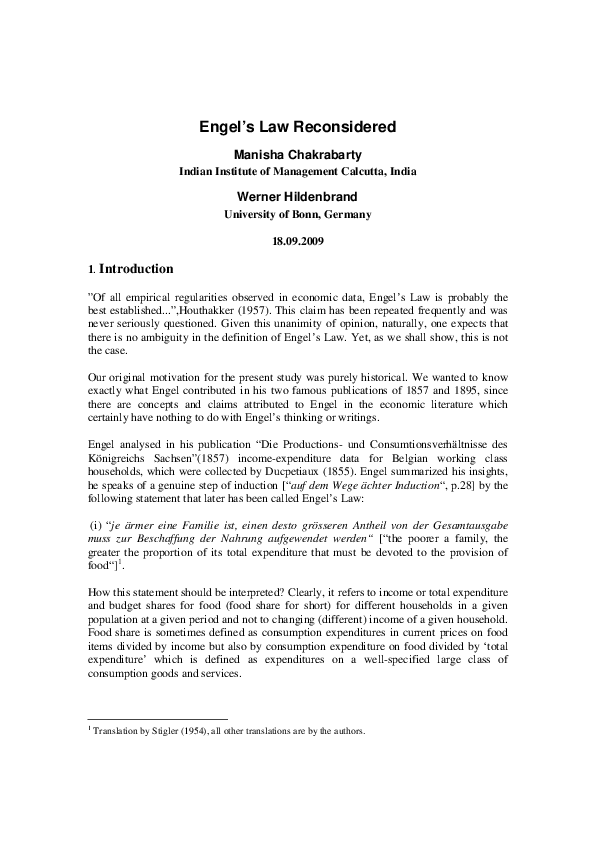 (PDF) Engel’s Law Reconsidered