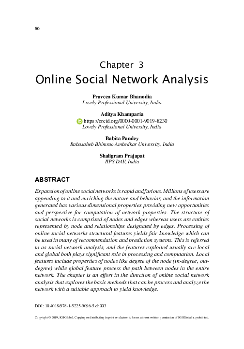 (PDF) Online Social Network Analysis