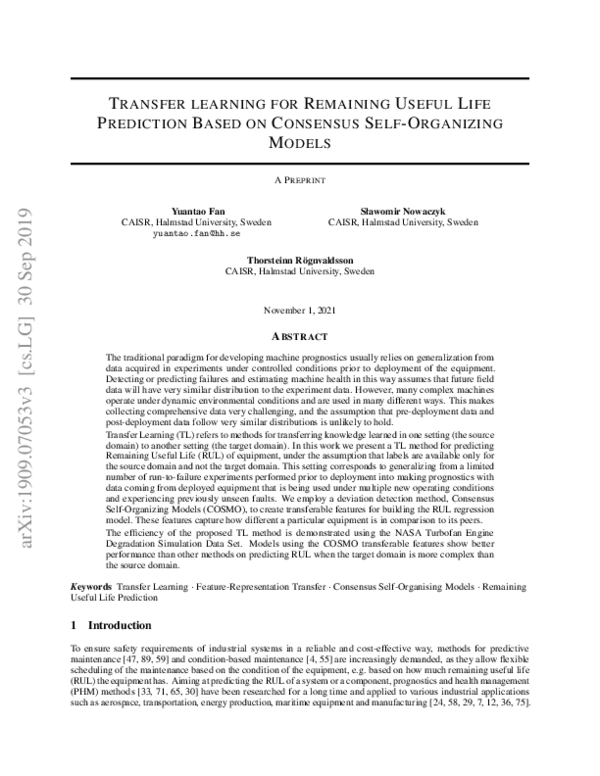 (PDF) Transfer learning for Remaining Useful Life Prediction Based on ...