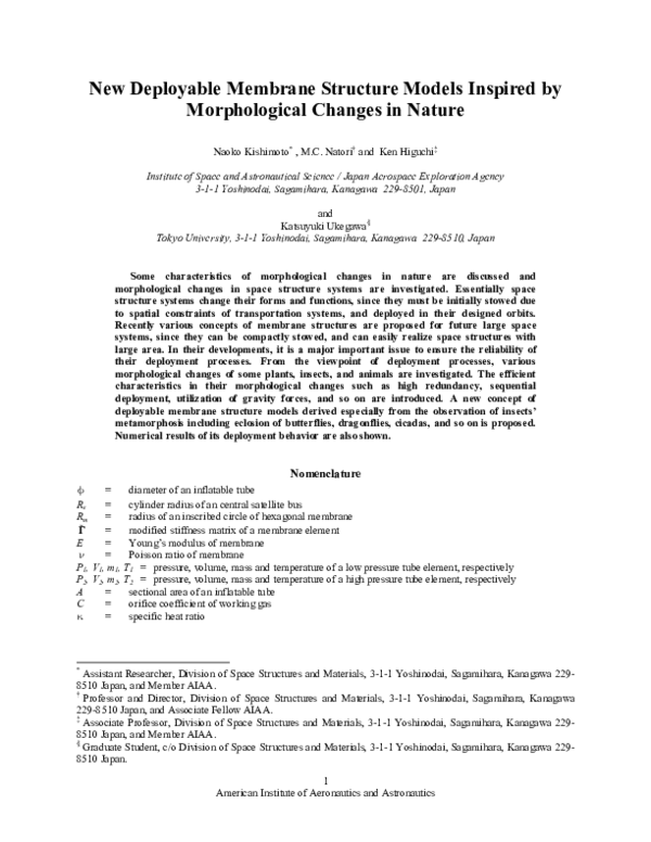 (PDF) New Deployable Membrane Structure Models Inspired by ...