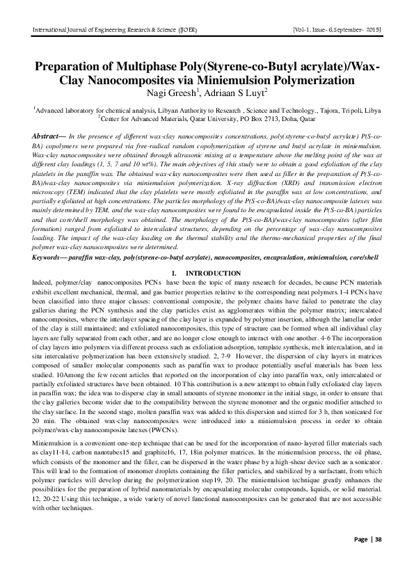 (PDF) Preparation of multiphase poly(styrene-co-butyl acrylate)/wax ...