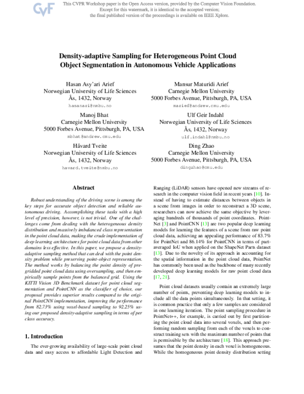 (PDF) Density-Adaptive Sampling for Heterogeneous Point Cloud Object ...
