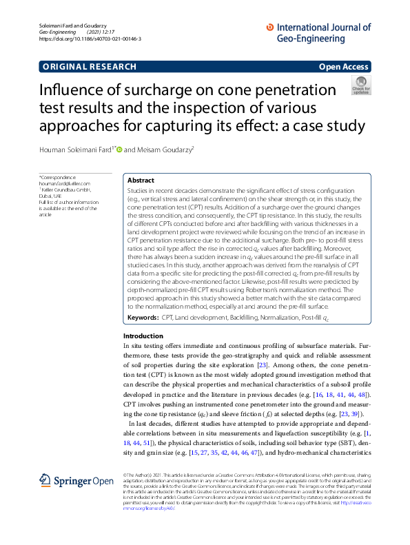 (PDF) Influence of surcharge on cone penetration test results and the ...