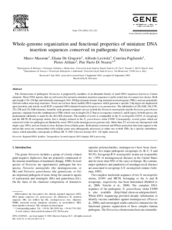 (PDF) Whole-genome organization and functional properties of miniature DNA insertion sequences ...
