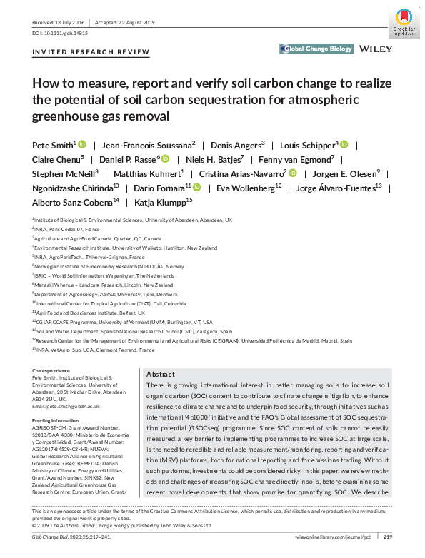 (PDF) How to measure, report and verify soil carbon change to realize ...