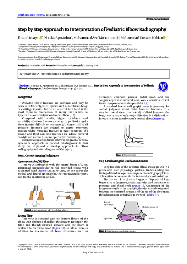 (PDF) Step by Step Approach to Interpretation of Pediatric Elbow Radiography
