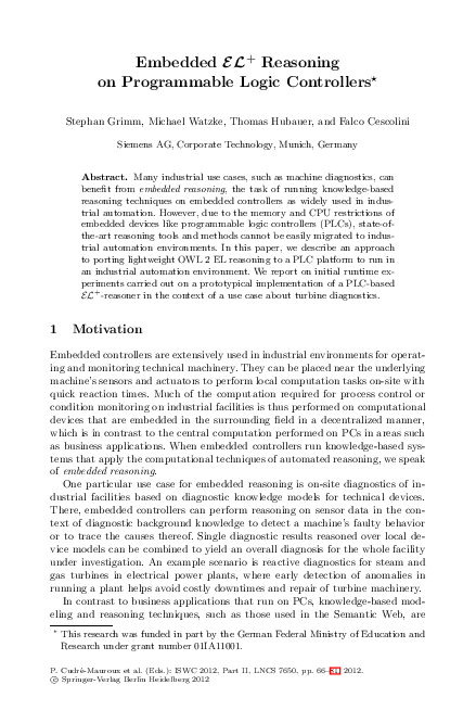 (PDF) Embedded EL+ Reasoning on Programmable Logic Controllers