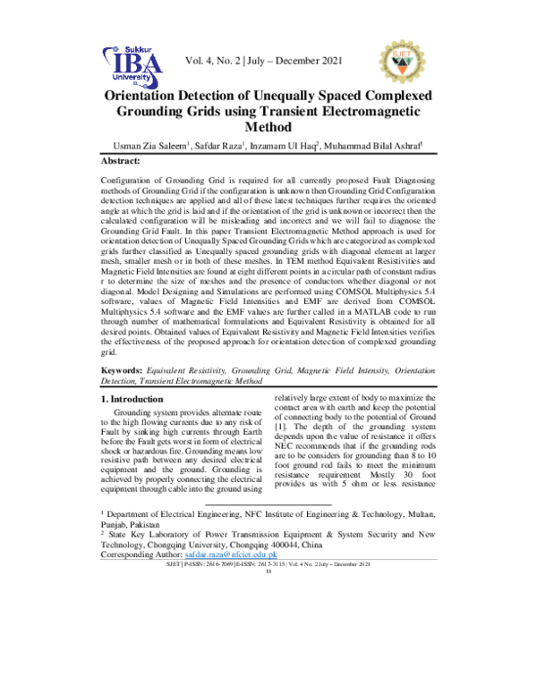 Pdf Orientation Detection Of Unequally Spaced Complexed Grounding Grids Using Transient