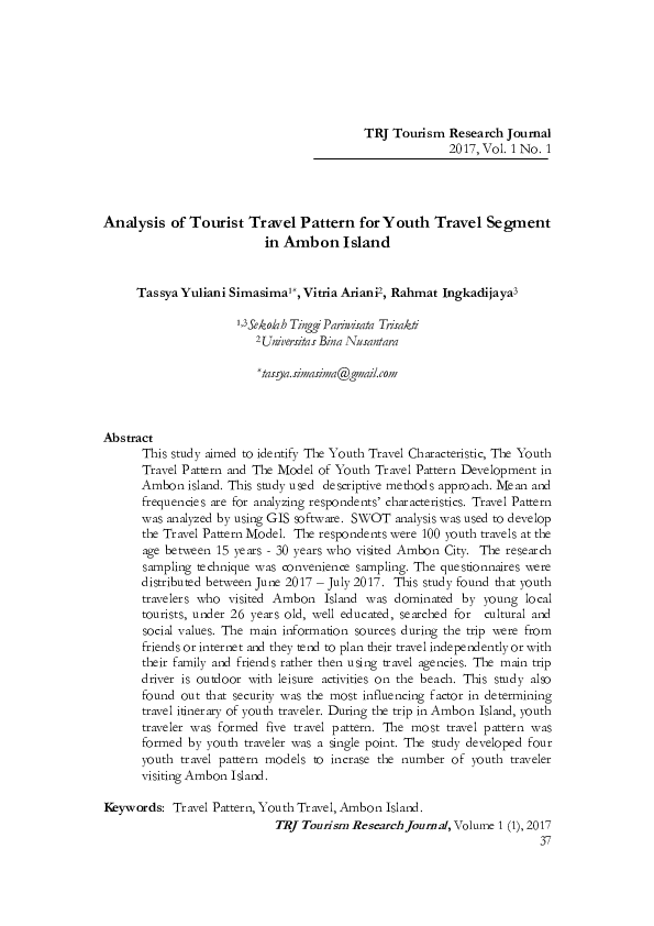(PDF) Analysis of Tourist Travel Pattern for Youth Travel Segment in ...