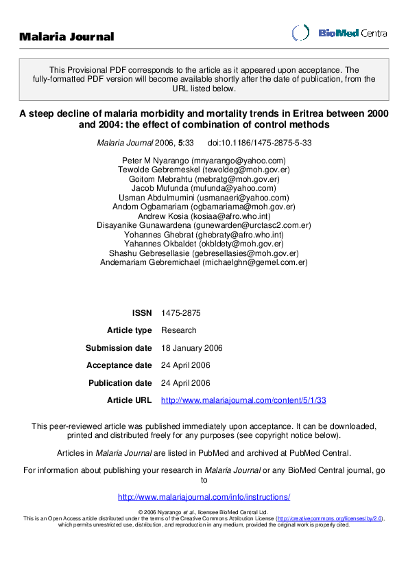 (PDF) Malaria Journal